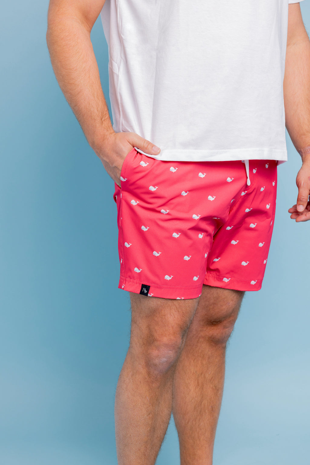Men's Whale Swim Trunks | Drawstring & Elastic | 7" Inseam | Mesh ...